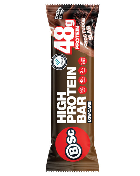 BSc 48g High Protein Bar Choc Fudge Slab 92g – Fresh Food Enterprises