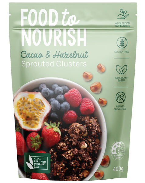 Food to Nourish Sprouted Clusters Cacao & Hazelnut 400g – Fresh Food ...