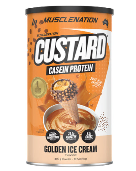 Muscle Nation Custard Protein Powder Golden Ice Cream 400g – Fresh Food ...